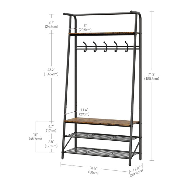 Hokku Designs Coat Rack Shoe Bench With 5 Hooks Entryway Hall Trees 4721